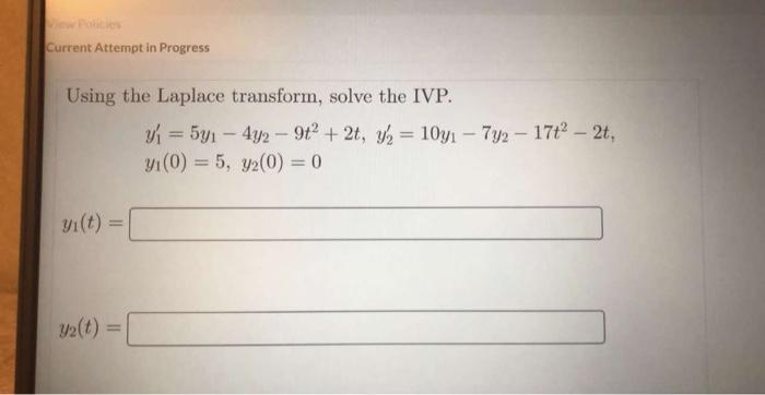 Solved Current Attempt in Progress Using the Laplace | Chegg.com