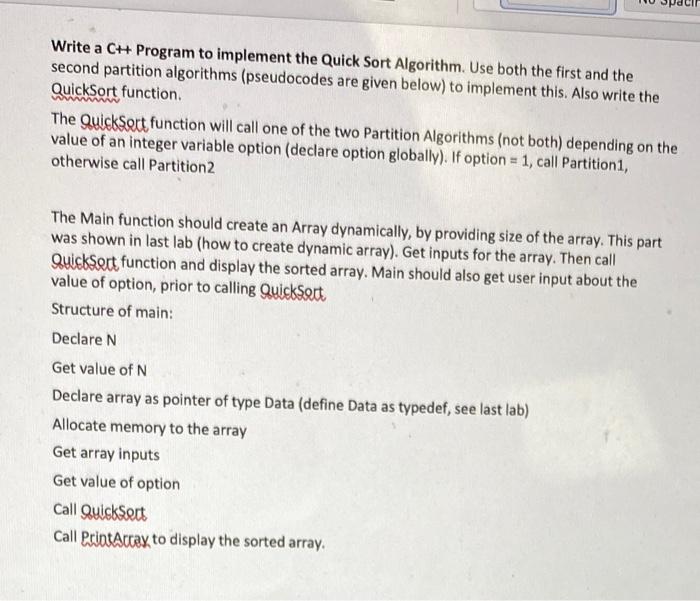 Solved Write a CH Program to implement the Quick Sort | Chegg.com