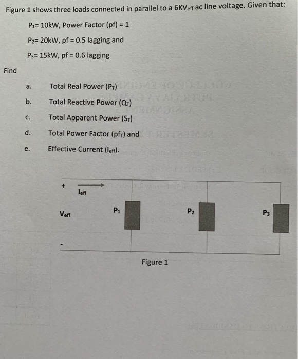Solved Figure 1 shows three loads connected in parallel to a | Chegg.com