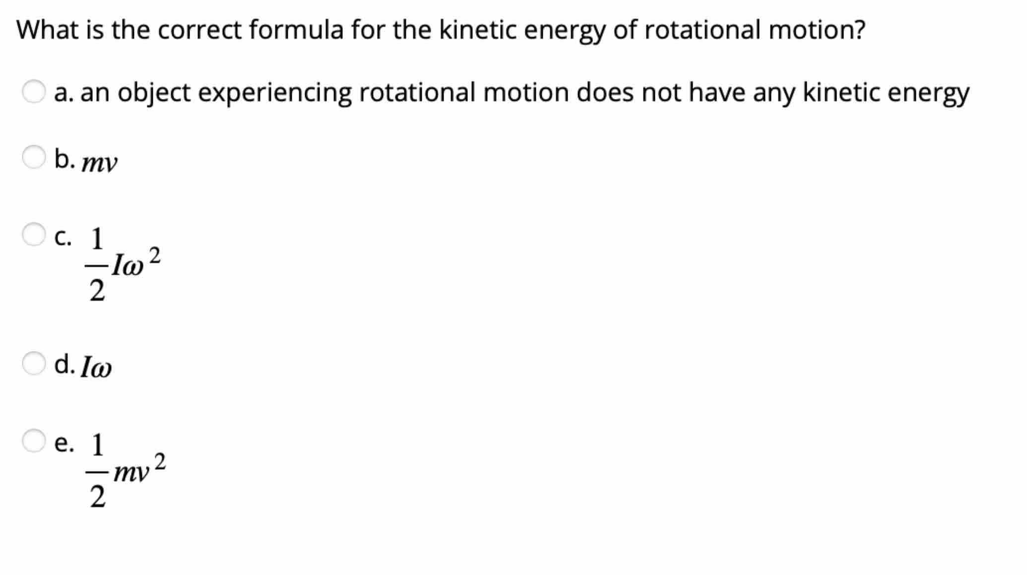 Solved What is ﻿the correct formula for the kinetic energy | Chegg.com