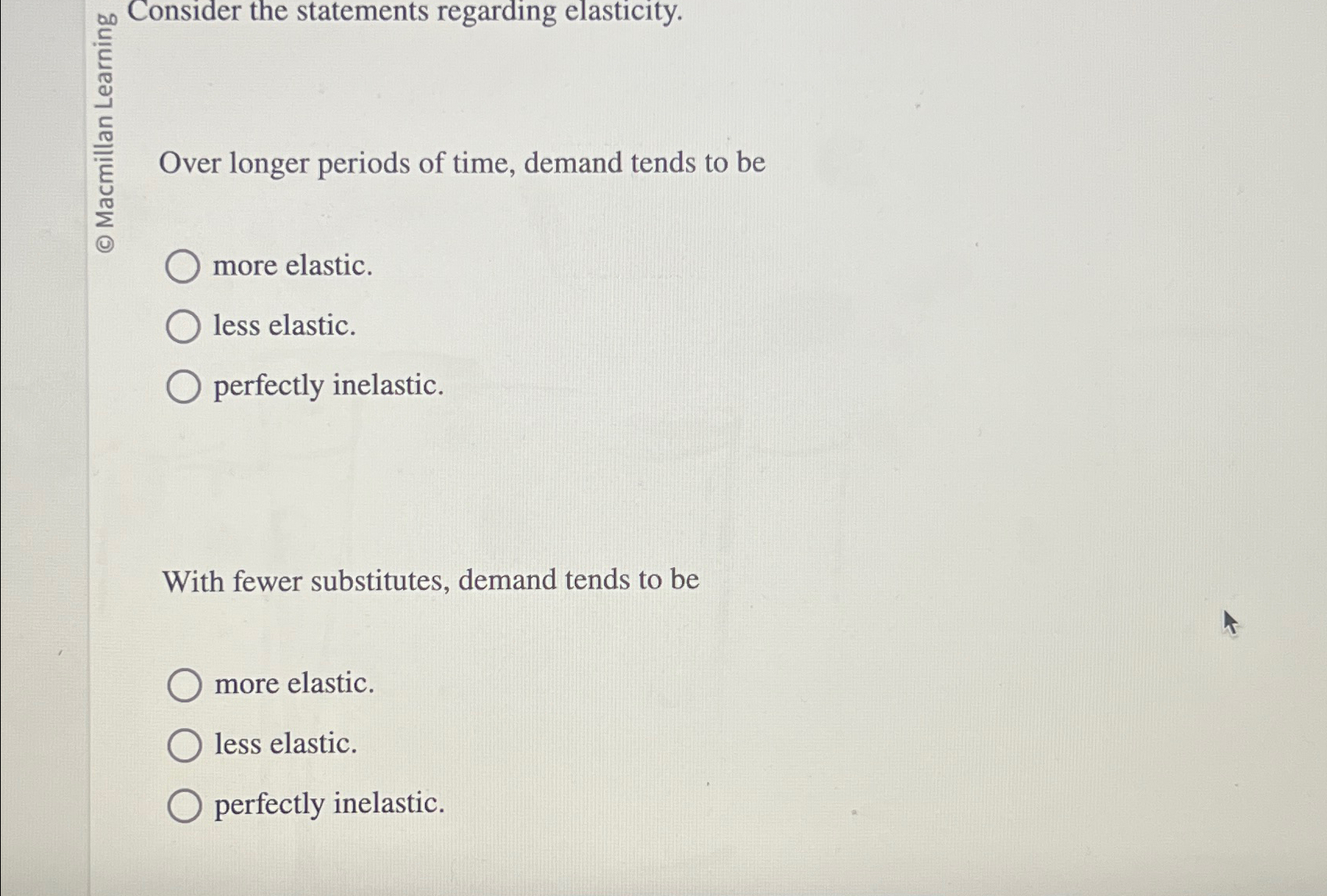Solved :. ﻿Consider the statements regarding elasticity.Over | Chegg.com