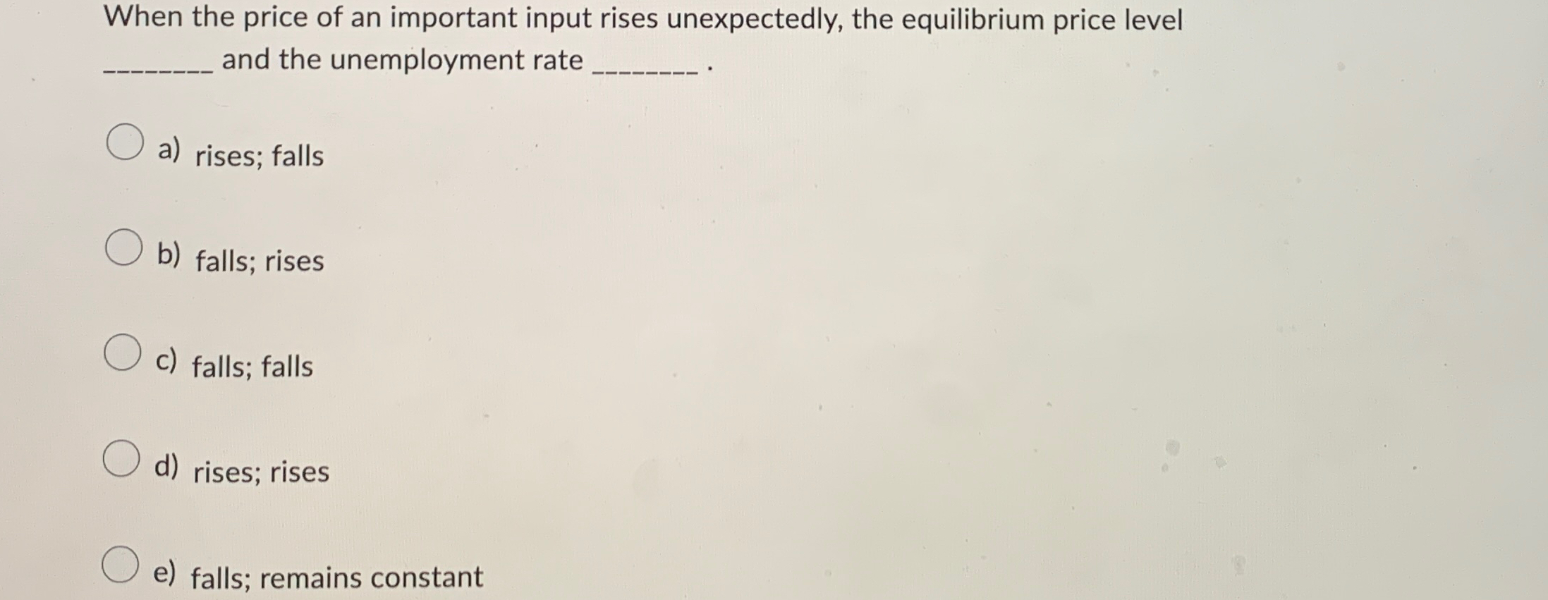 Solved When the price of an important input rises | Chegg.com