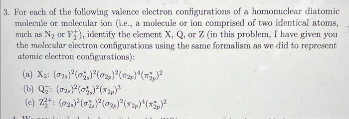 Solved 3. For each of the following valence electron | Chegg.com