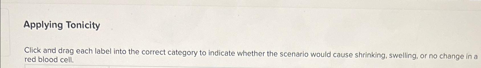 Solved Applying TonicityClick and drag each label into the | Chegg.com
