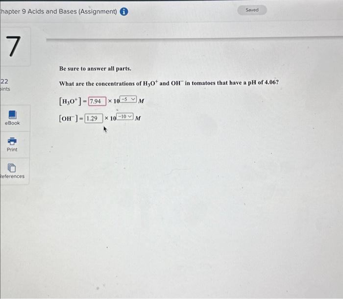 Solved hapter 9 Acids and Bases (Assignment) i 7 22 pints | Chegg.com