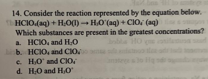 Solved 14. Consider the reaction represented by the equation | Chegg.com