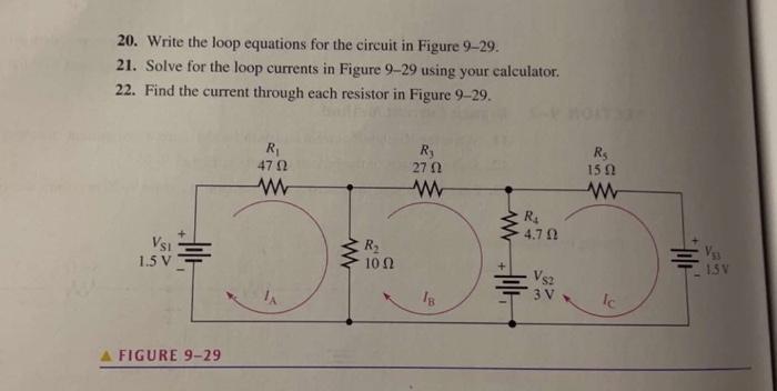 Solved 20. Write the loop equations for the circuit in | Chegg.com