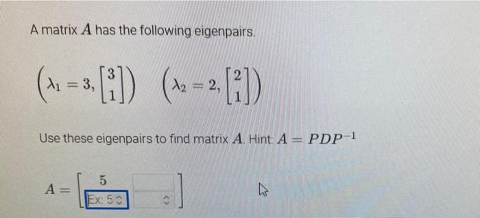 Solved A matrix A has the following eigenpairs. (x₁ = 3, | Chegg.com