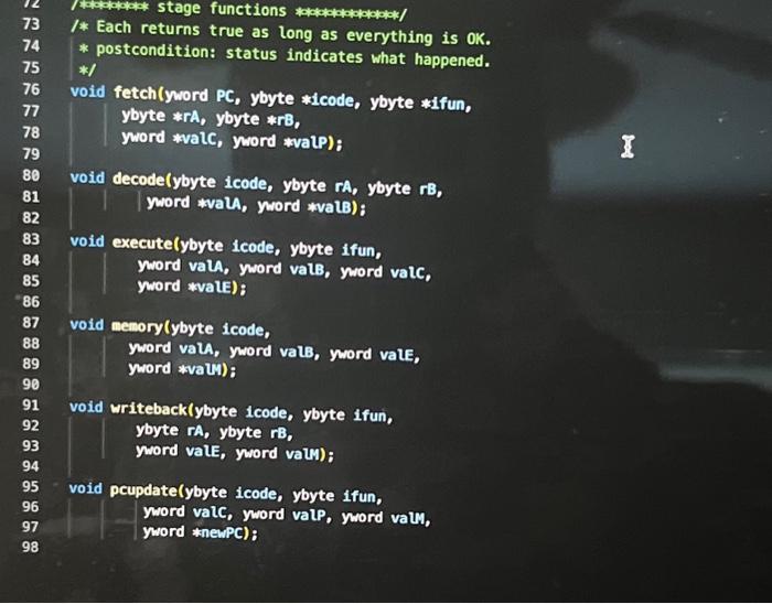 Solved void decodelybyte icode, ybyte rA, ybyte rB, yword | Chegg.com