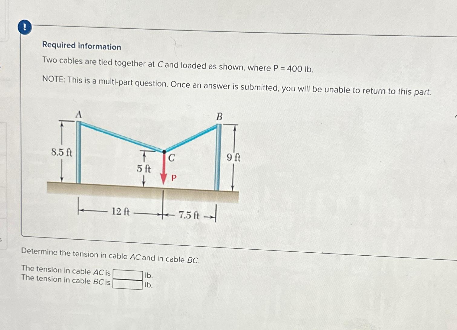 Solved !Required informationTwo cables are tied together at | Chegg.com