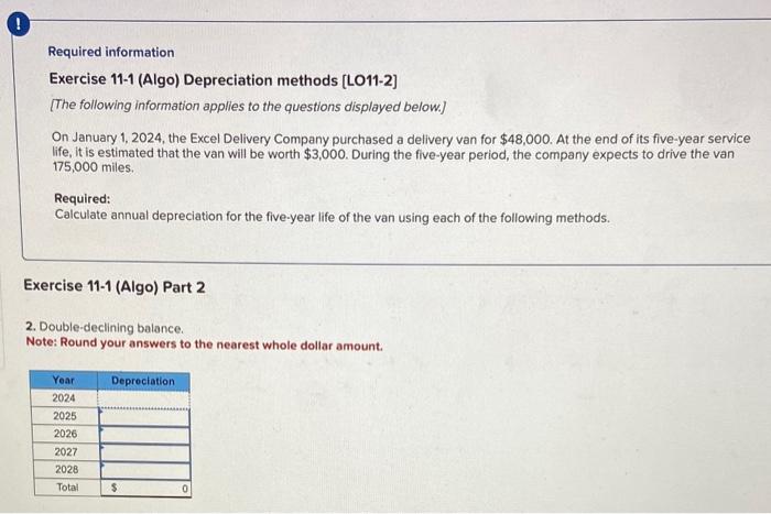 Solved Required information Exercise 11-1 (Algo) | Chegg.com