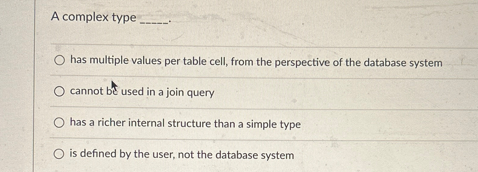 Solved A complex type q,has multiple values per table cell, | Chegg.com