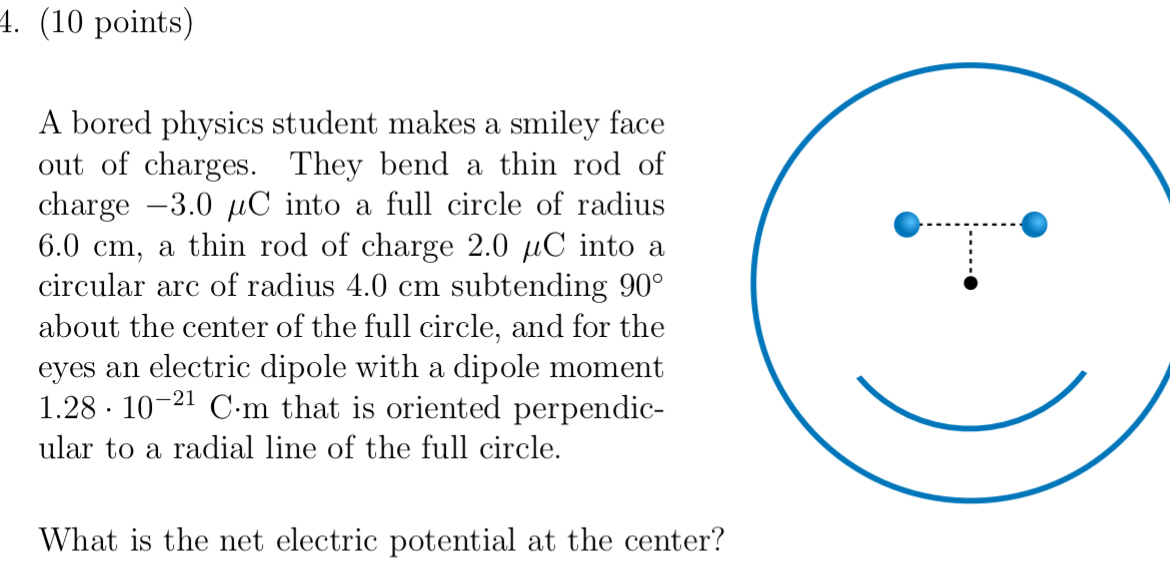 Solved (10 ﻿points)A bored physics student makes a smiley | Chegg.com