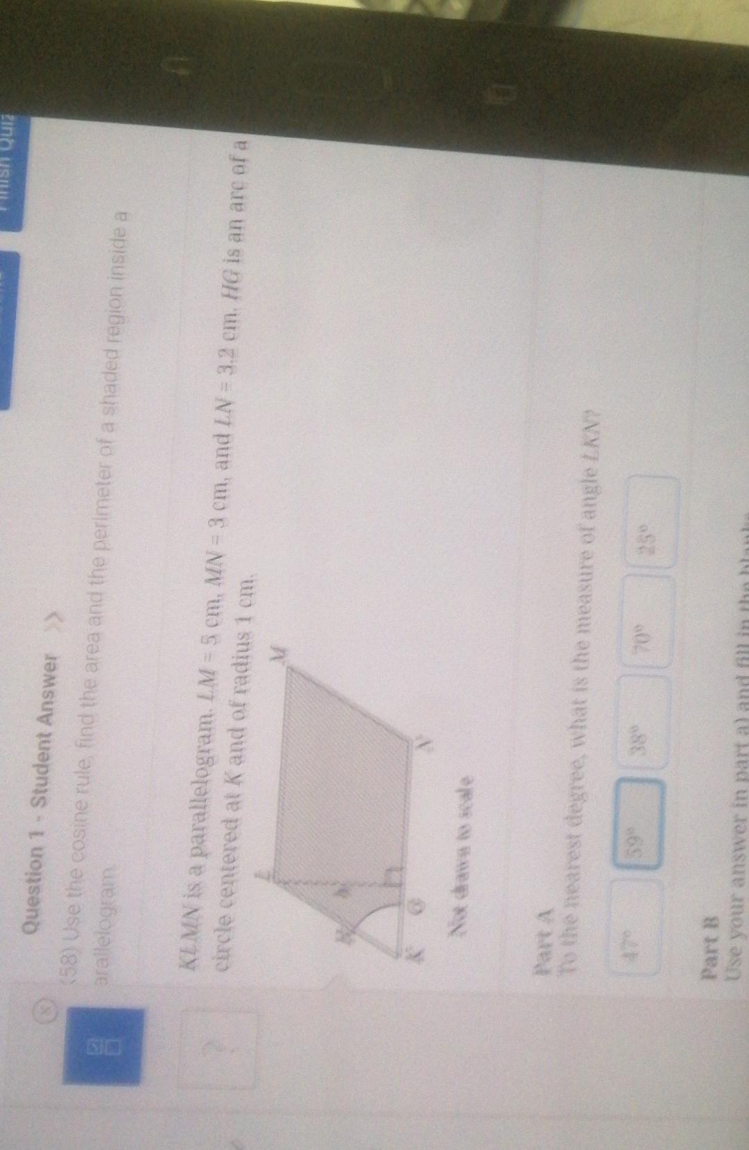 Solved Question 1 - Student Answer (58) Use the cosine rule | Chegg.com