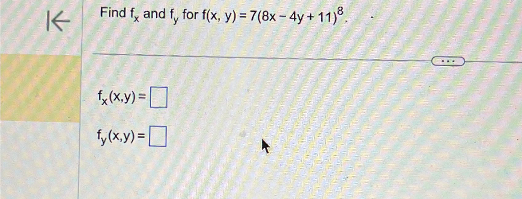Solved Find fx ﻿and fy ﻿for | Chegg.com