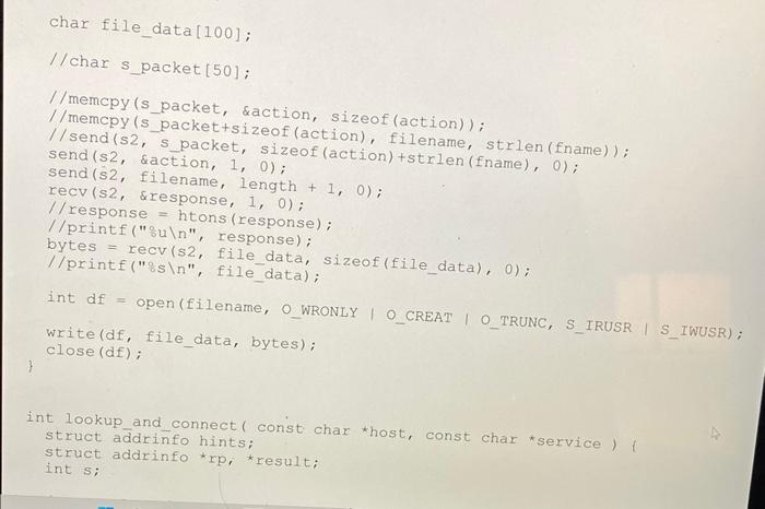 Solved for the first part line of code I need the file data | Chegg.com