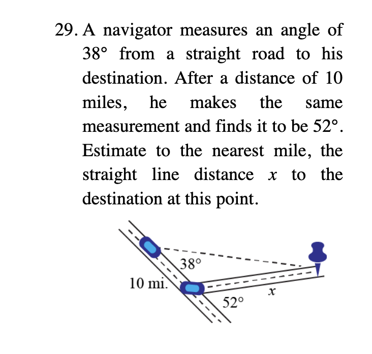 Solved A navigator measures an angle of 38^(@) ﻿from a | Chegg.com