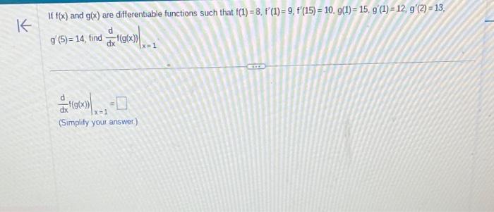 Solved If f(x) and g(x) are differentiable functions such | Chegg.com