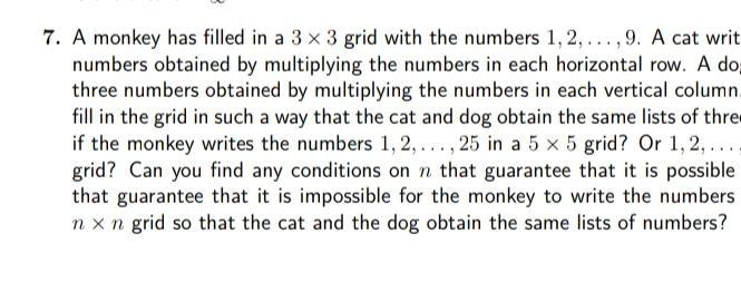 Solved A monkey has filled in a 3×3 ﻿grid with the numbers | Chegg.com