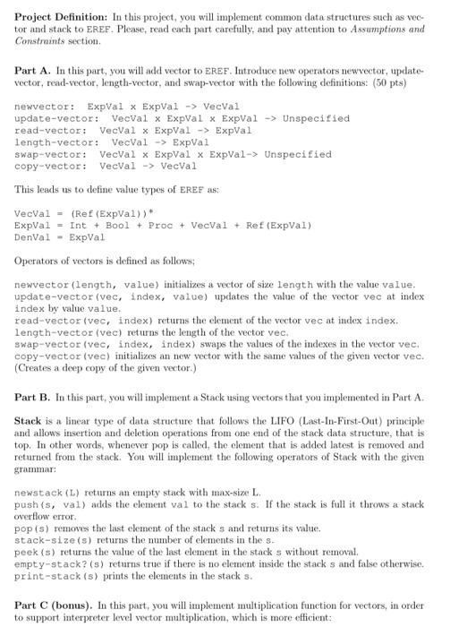 Solved Project Definition: In this project, you will | Chegg.com