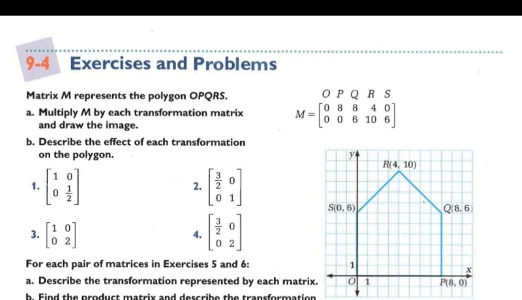 Solved 9-4 Exercises and Problems Matrix M represents the | Chegg.com