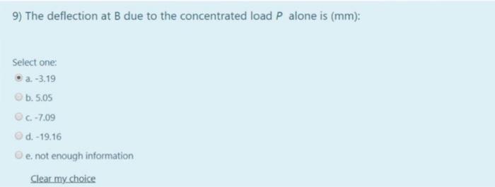 9) The deflection at B due to the concentrated load P | Chegg.com