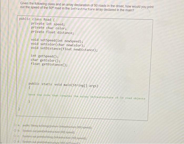 Solved Given The Following Class And An Array Declaration Of