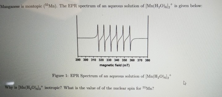 Solved Manganese is montopic (Mn). The EPR spectrum of an | Chegg.com