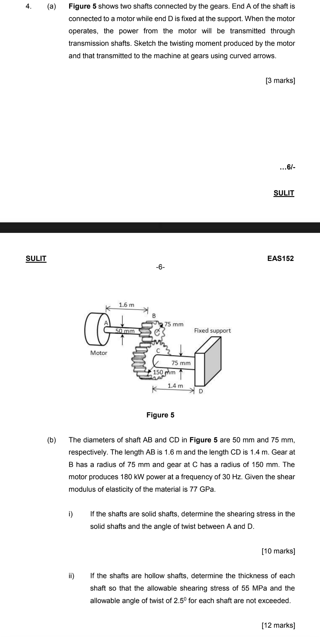 Solved (a) ﻿Figure 5 ﻿shows two shafts connected by the | Chegg.com