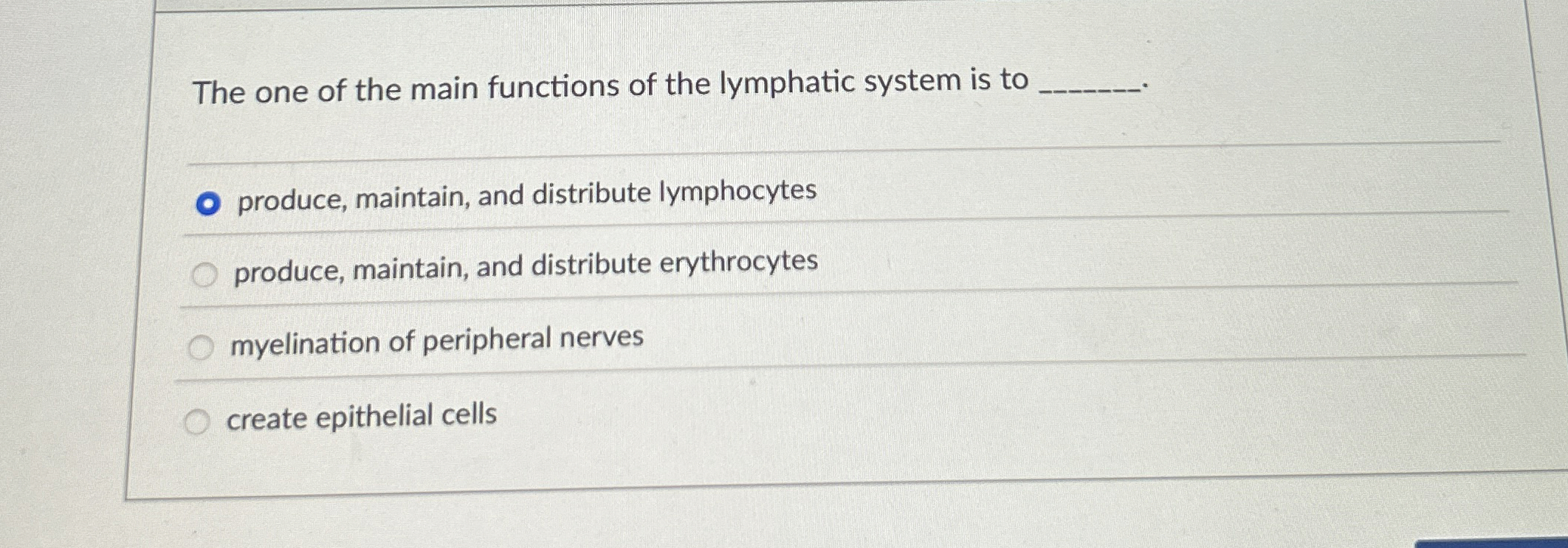 Solved The one of the main functions of the lymphatic system | Chegg.com