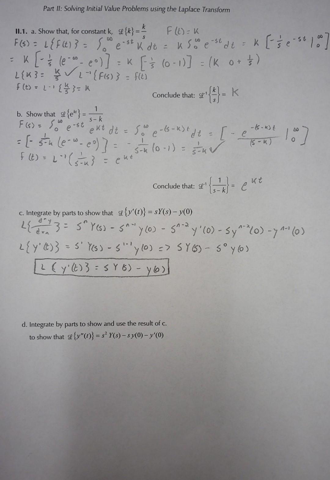 Solved Part II: Solving Initial Value Problems using the | Chegg.com