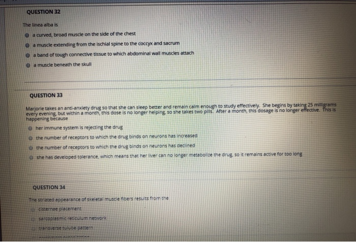 Solved QUESTION 32 The linea alba is a curved, broad muscle | Chegg.com