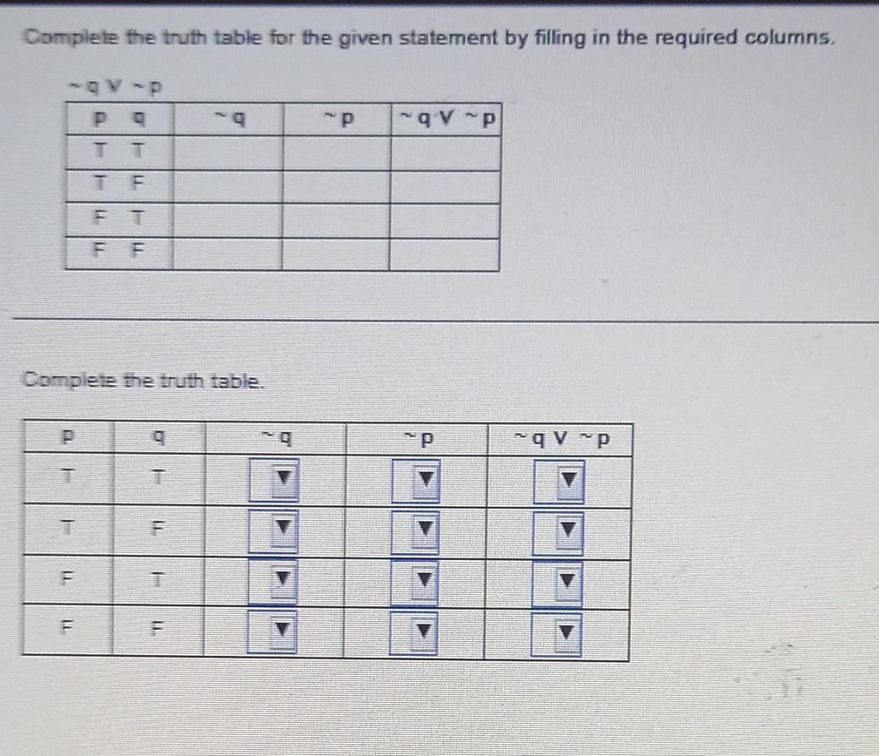 Solved Complete the truth table for the given statement by | Chegg.com
