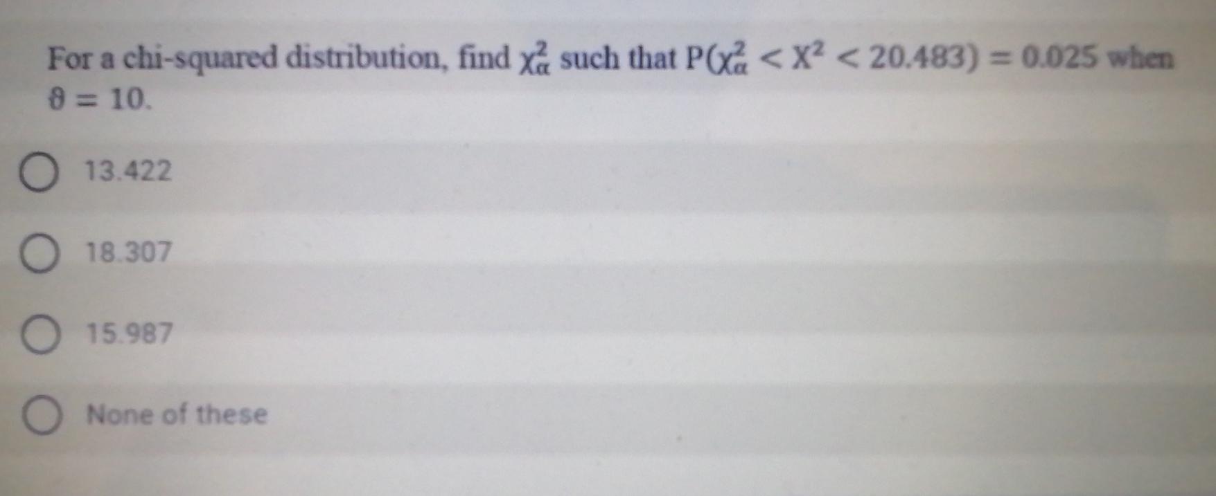 Solved For a chi-squared distribution, find a such that Pxã | Chegg.com