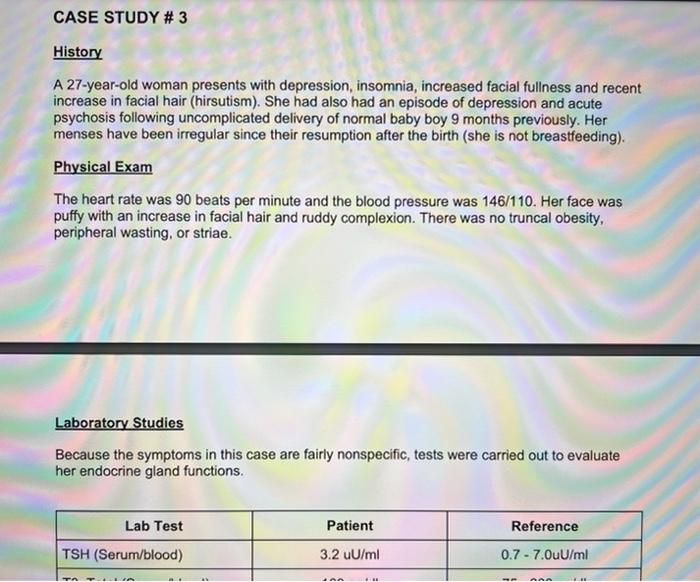 Solved CASE STUDY # 3 History A 27-year-old woman presents | Chegg.com