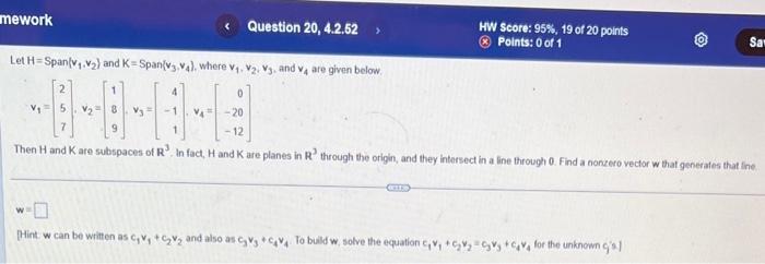 Solved Let H=Span(v1,v2) and K=Span(v3,v4), where v1,v2,v3, | Chegg.com