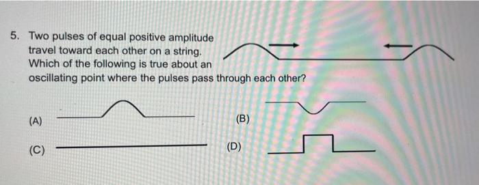 Solved 5. Two pulses of equal positive amplitude travel | Chegg.com
