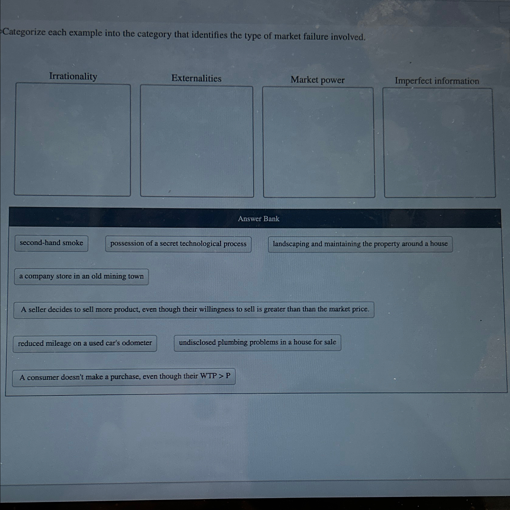 Solved Categorize each example into the category that | Chegg.com
