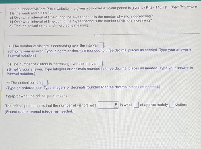 Solved The number of visitors P to a website in a given week | Chegg.com