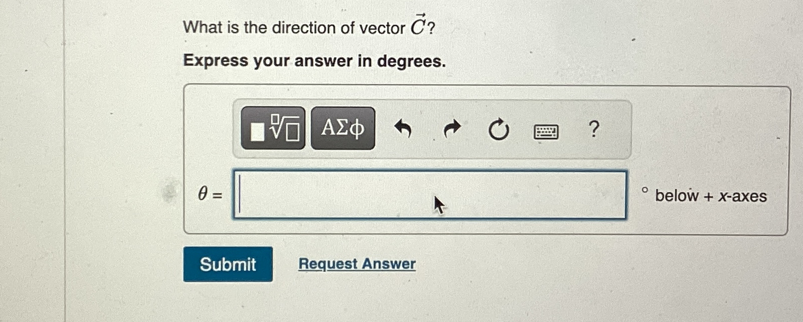 Solved What is the direction of vector vec(C) ?Express your | Chegg.com