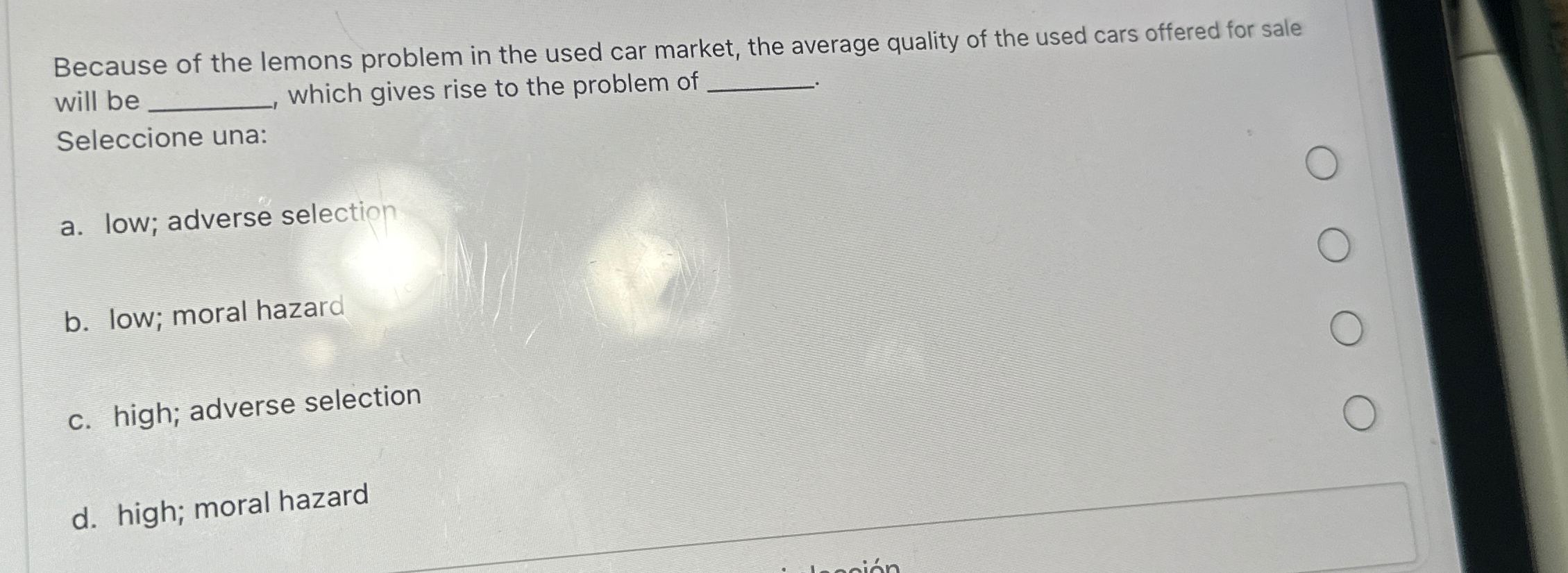 Solved Because of the lemons problem in the used car market, | Chegg.com