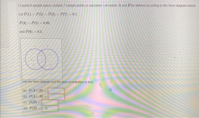Solved (1 point) A sample space contains 7 sample points or | Chegg.com