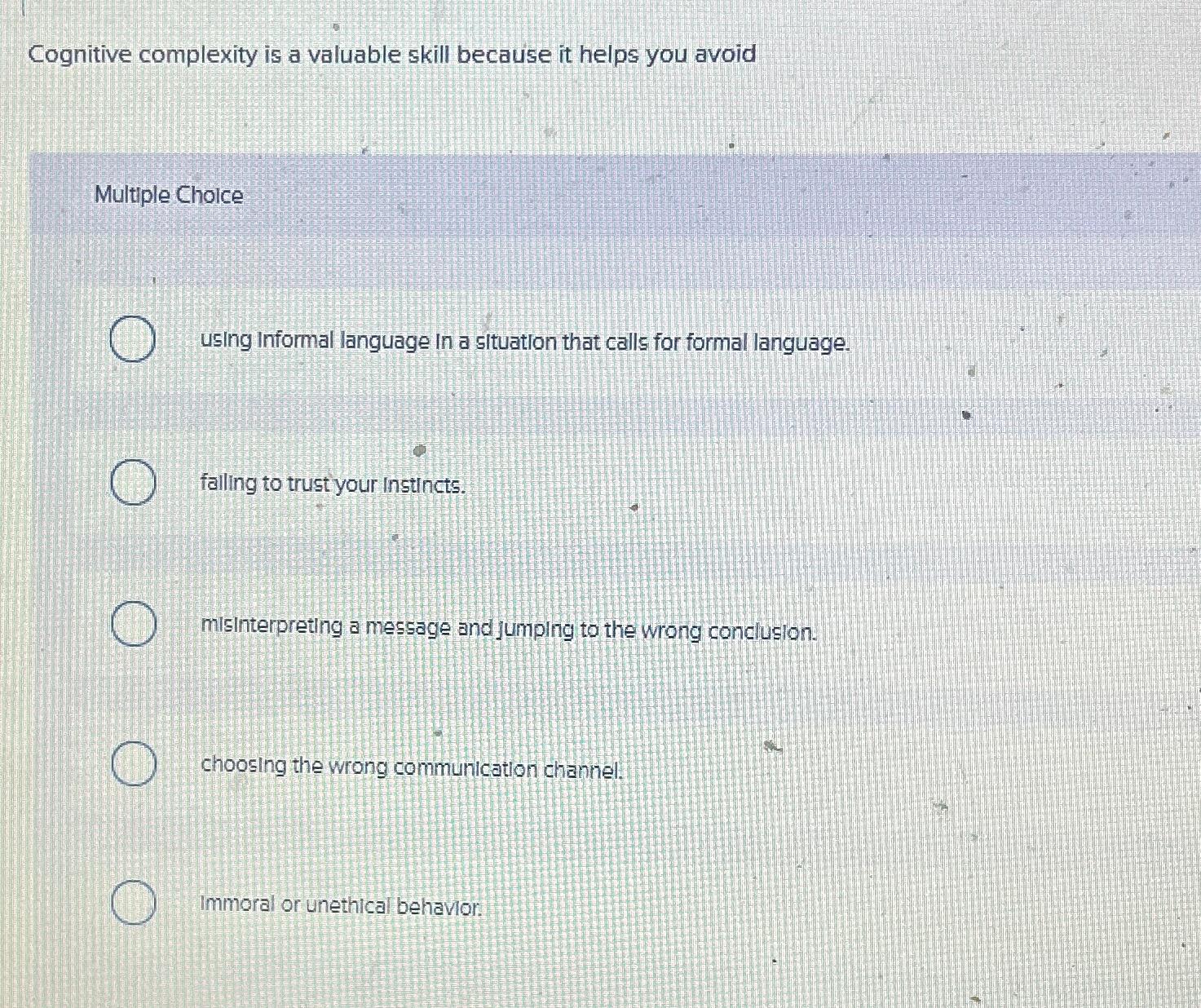 Solved Cognitive complexity is a valuable skill because it | Chegg.com
