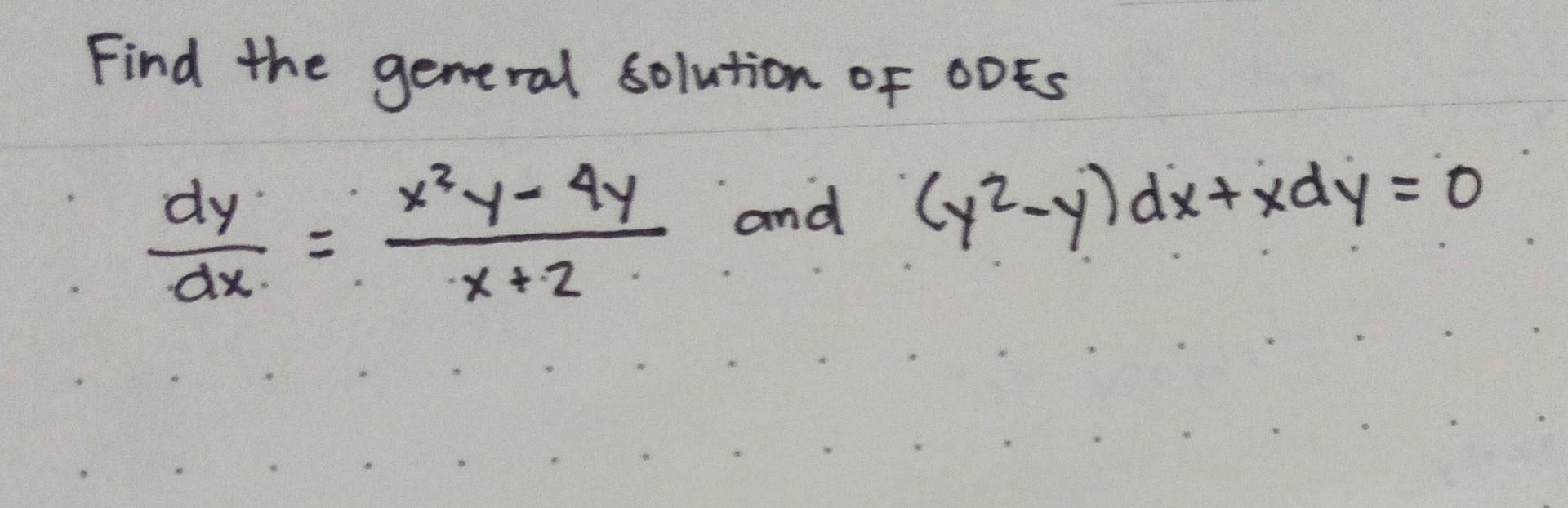 Solved Find the general solution of ODES dy. x²y = 4y and | Chegg.com