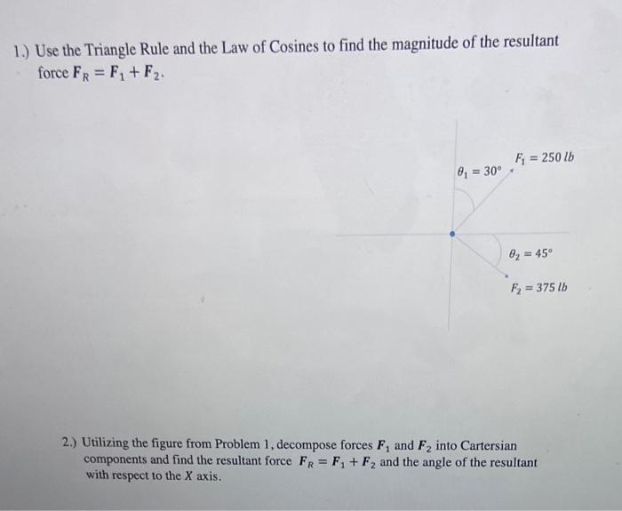 Solved 1.) Use the Triangle Rule and the Law of Cosines to | Chegg.com