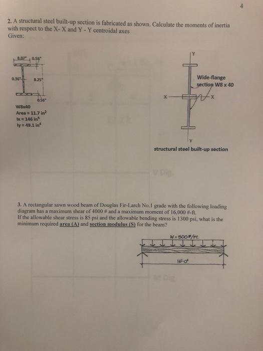 Solved 2. A structural steel built-up section is fabricated | Chegg.com