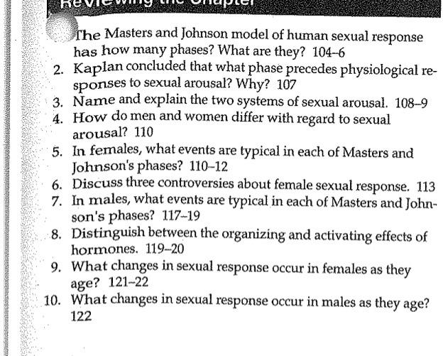 The Masters and Johnson model of human sexual | Chegg.com