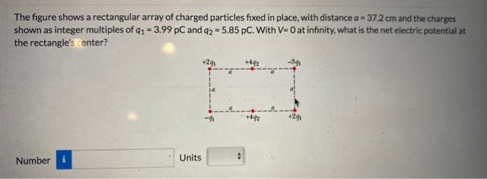 Solved The figure shows a rectangular array of charged | Chegg.com