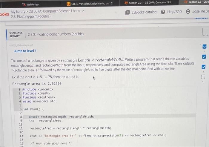 Solved Jump to level 1 The area of a rectangle is given by | Chegg.com