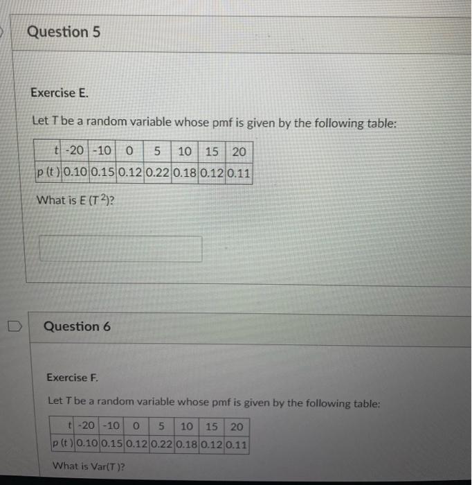 Solved Let T be a random variable whose pent is given by the | Chegg.com